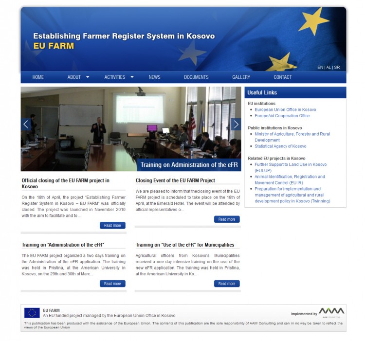 Eurpean Union Farm Registration Kosovo Web design & development